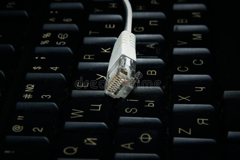 Network Cable on Keyboard, Internet, Worldwide Network. Stock Photo ...