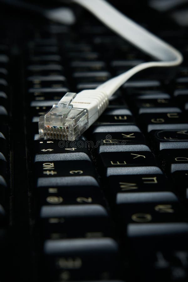 Network Cable on Keyboard, Internet, Worldwide Network. Stock Image ...