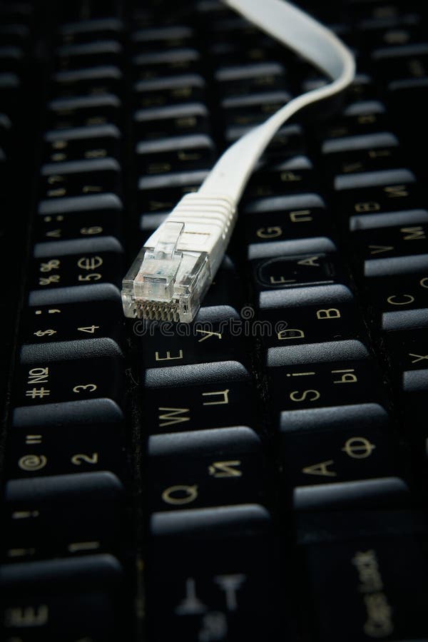 Network Cable on Keyboard, Internet, Worldwide Network. Stock Photo ...