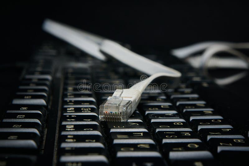 Network Cable on Keyboard, Internet, Worldwide Network. Stock Photo ...