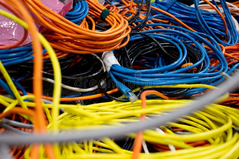 Network Cable Mess of Used Network Cables Stock Image - Image of ...