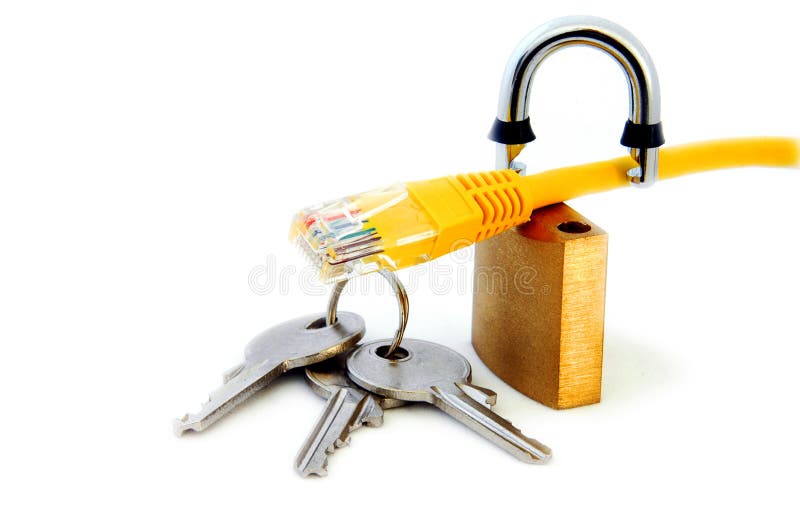 Network Cable, Open Lock and Keys Stock Photo - Image of computer ...
