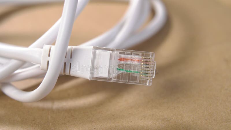Close Up of Ethernet Cable Plug on Blue Background Stock Image - Image ...