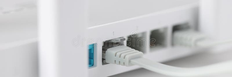 Network Cable is Plugged into Socket of Access Point Closeup Stock ...