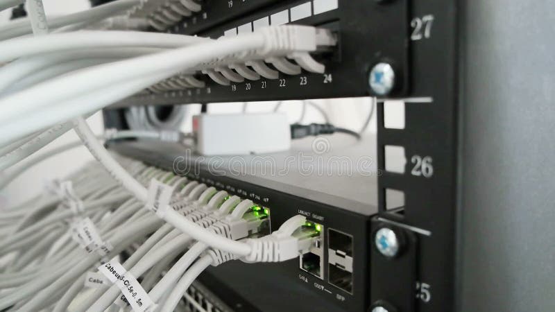Network switch, hardware stock video. Video of cyberspace - 100065573