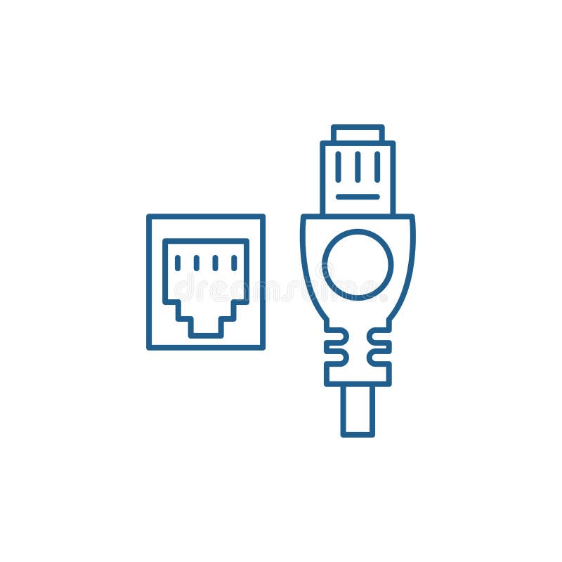 Network Cable and Socket Line Icon Concept. Network Cable and Socket ...