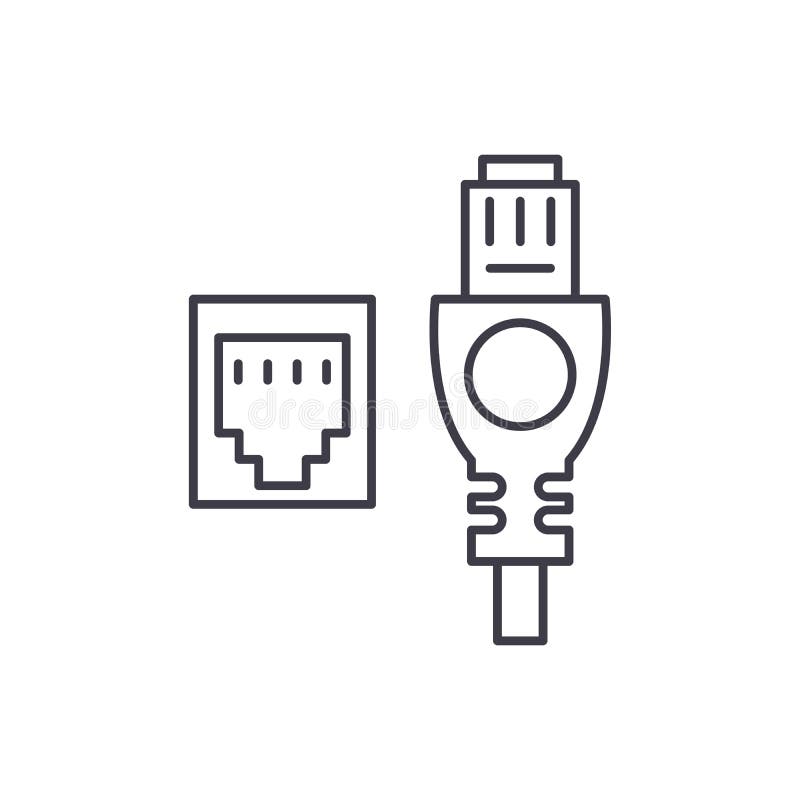 Network Cable and Socket Line Icon Concept. Network Cable and Socket ...