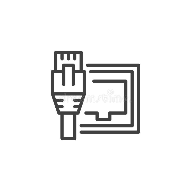 Network Cable and Socket Line Icon Stock Vector - Illustration of thin ...