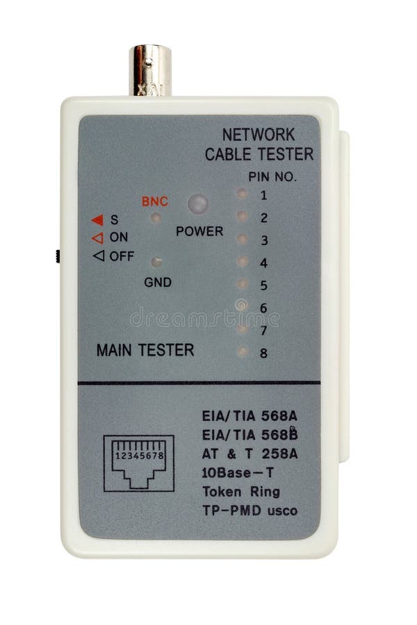 Network Cable Tester with Remote Probe Isolated on a White Background ...