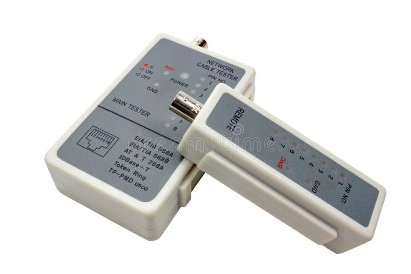 Network Cable Tester with Remote Probe Isolated on a White Background ...