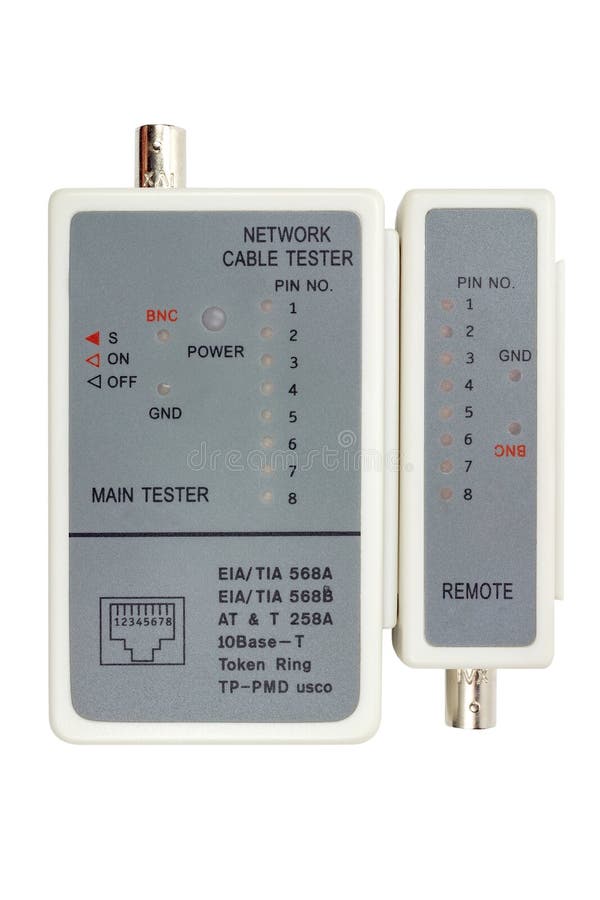 Network Cable Tester with Remote Probe Isolated on a White Background ...