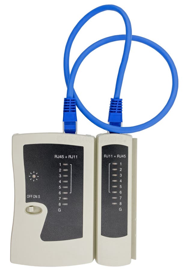 Network Cable Tester with UTP Cable on a White Background Stock Photo ...