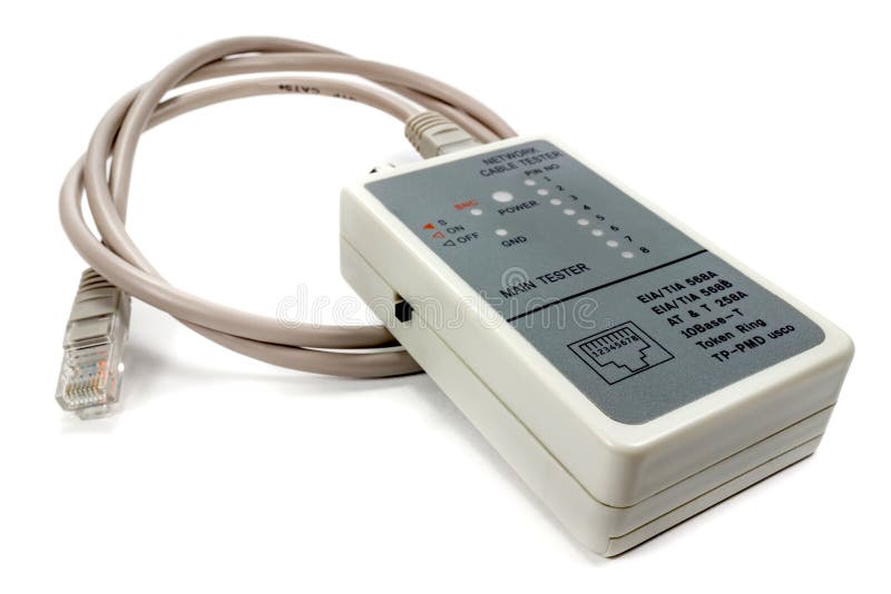 Network Cable Tester with Remote Probe Isolated on a White Background ...