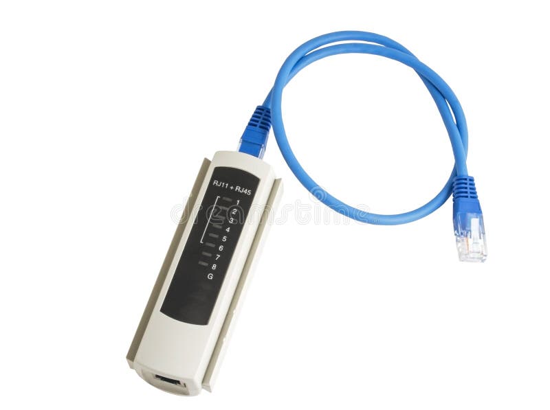 Network Cable Tester with UTP Cable on a White Background Stock Photo ...
