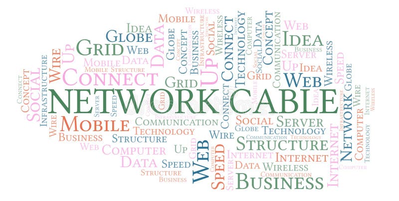 Network Cable word cloud. stock illustration. Illustration of server ...