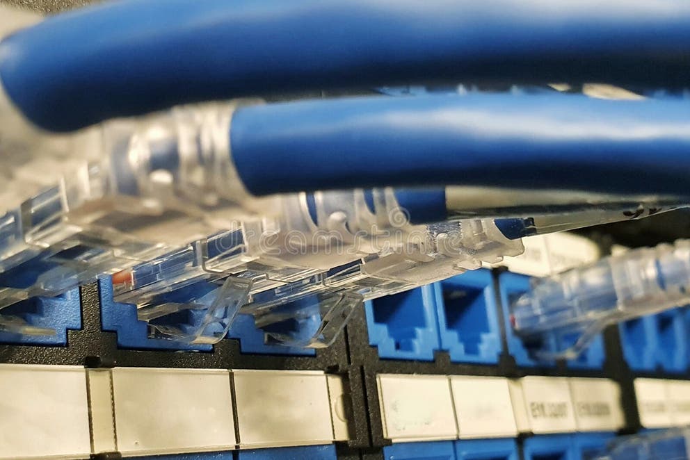 Network Cables Attached To Network Patch Panel in Datacenter Stock ...