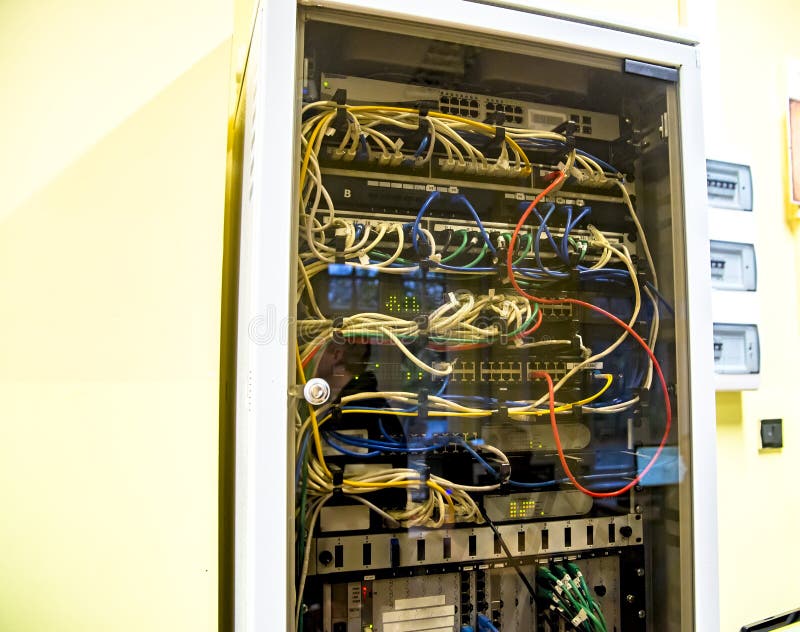 Network Cables of the Computer Server Stock Image - Image of center ...