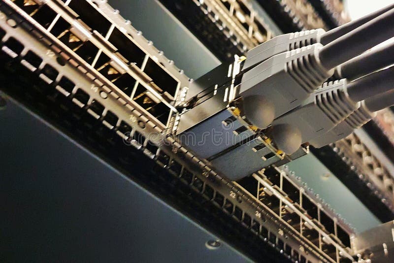 Network Cables Connected in a Datacenter Switch Stock Image - Image of ...