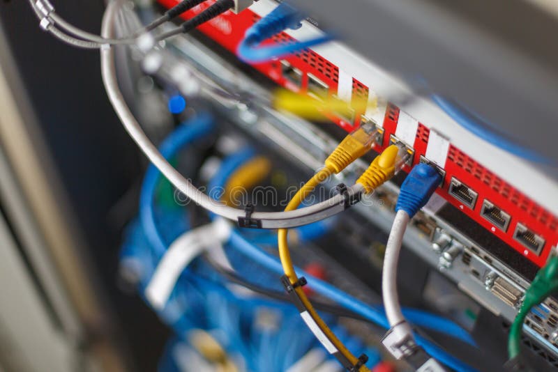 Network Cables Connected in Network Switches Hub Stock Image - Image of ...