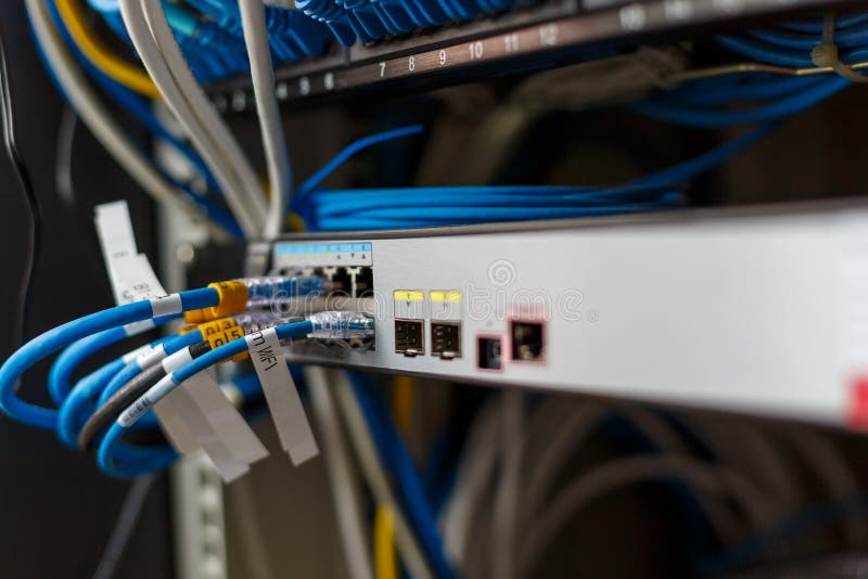 Network Cables Connected in Network Switches Hub Stock Photo - Image of ...