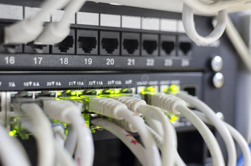 Network Cables Connected in Network Switches Stock Image - Image of ...