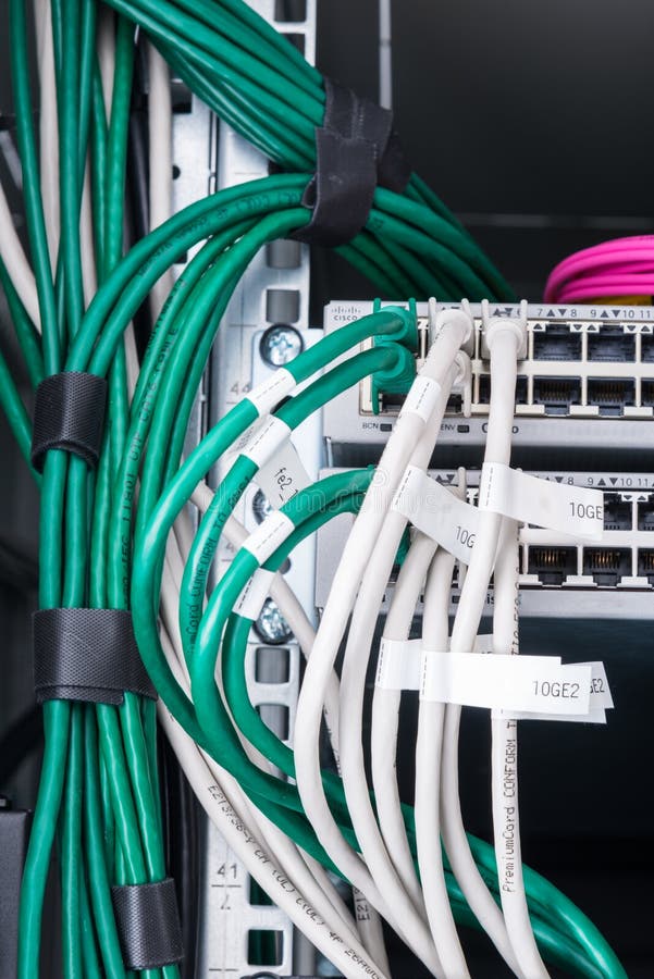 Network Cables Connected into Server Inside Data Center Stock Photo ...