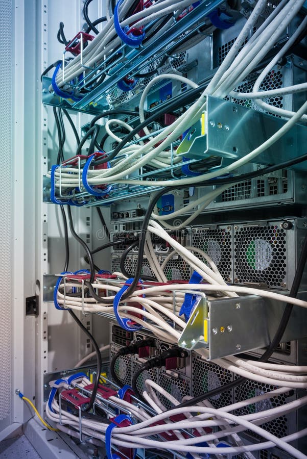 Network Cables Connected into Server Inside Data Center Stock Photo ...