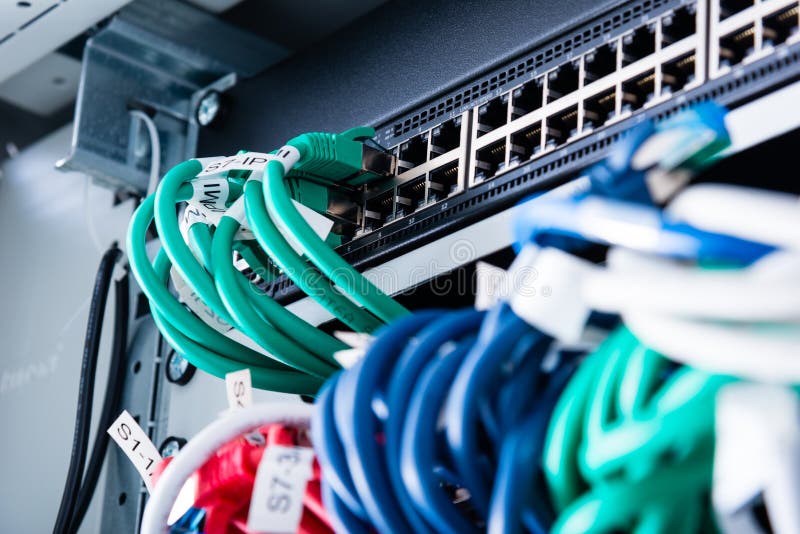 Network Cables Connected into Server Inside Data Center Stock Photo ...