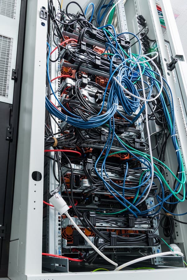 Network Cables Connected into Server Inside Data Center Stock Photo ...