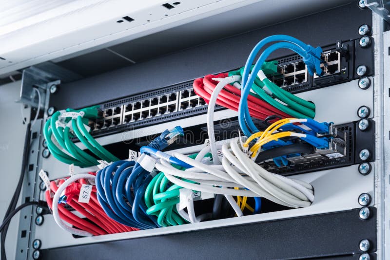 Network Cables Connected into Server Inside Data Center Stock Photo ...