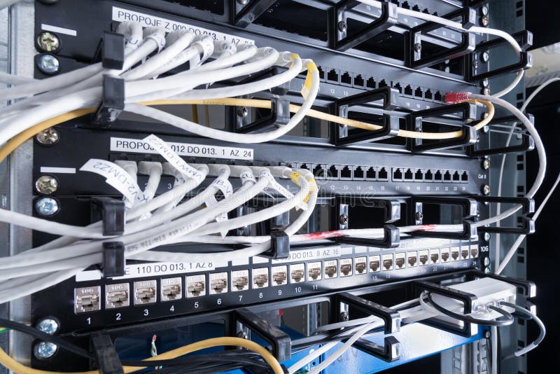 Network Cables Connected into Server Inside Data Center Stock Photo ...