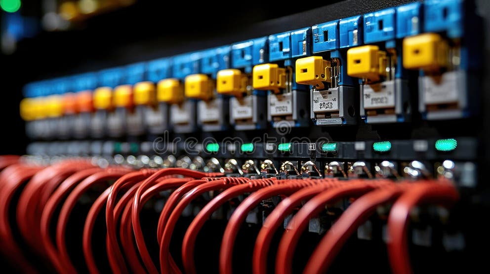 Server Room Cabling with Patch Panel Detail Stock Illustration ...