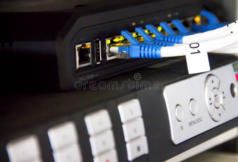 Network Cables Connected in Network Switches Stock Image - Image of ...