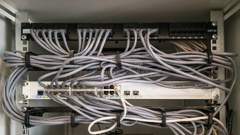 Network Cables Connected in Network Switches Stock Image - Image of ...