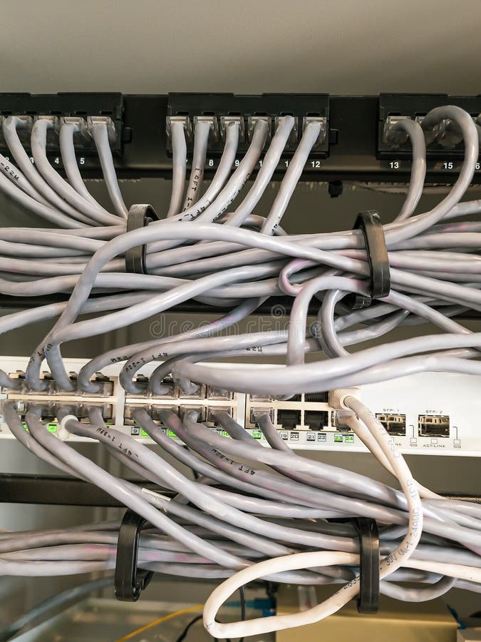 Network Cables Connected in Network Switches Stock Photo - Image of ...