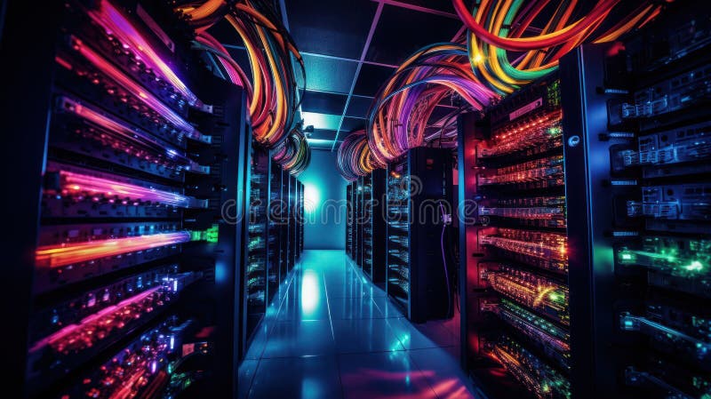 Network Cables Connected To a Black Patch Panel in a Data Server Room ...