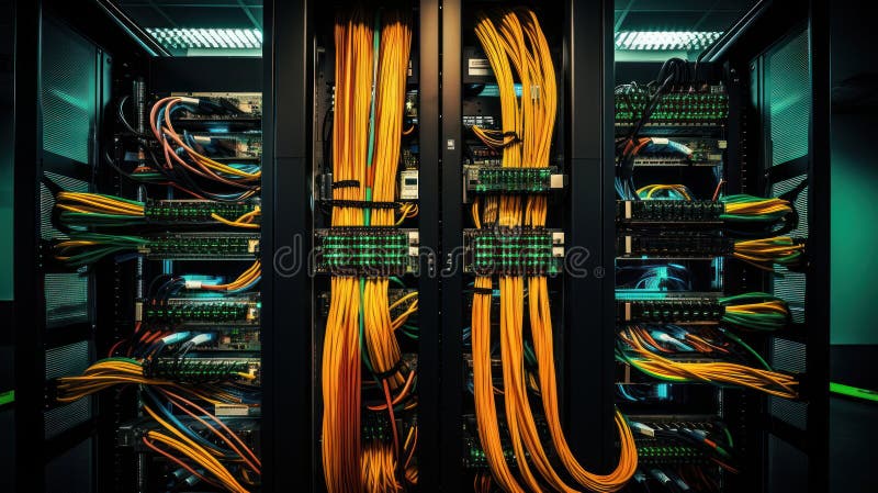 Network Cables Connected To a Black Patch Panel in a Data Server Room ...