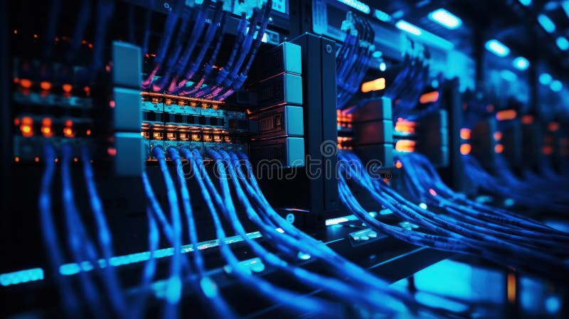 Network Cables Connected To a Black Patch Panel in a Data Server Room ...