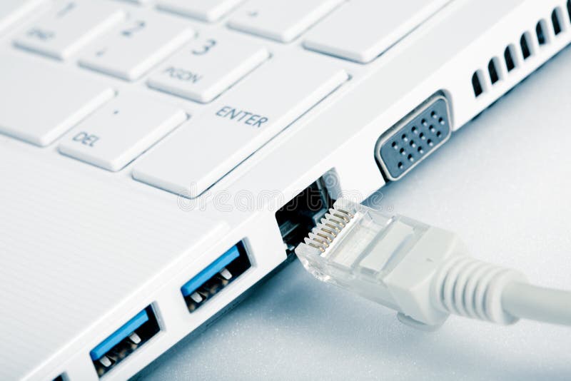 Network Cables Connected To Computer Stock Image - Image of connection ...