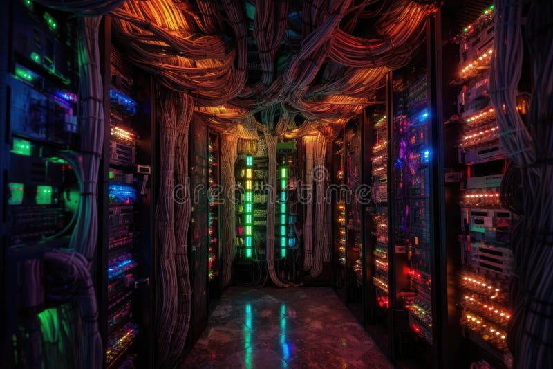 Network Cables Connected To a Mainframe Computer Stock Illustration ...