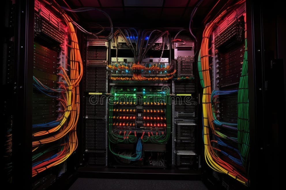 Network Cables Connected To a Mainframe Computer Stock Illustration ...