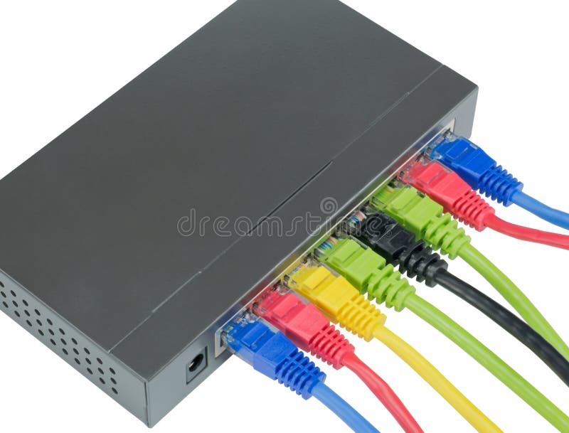 Network Cables Connected To Router Stock Image - Image of center, plug ...