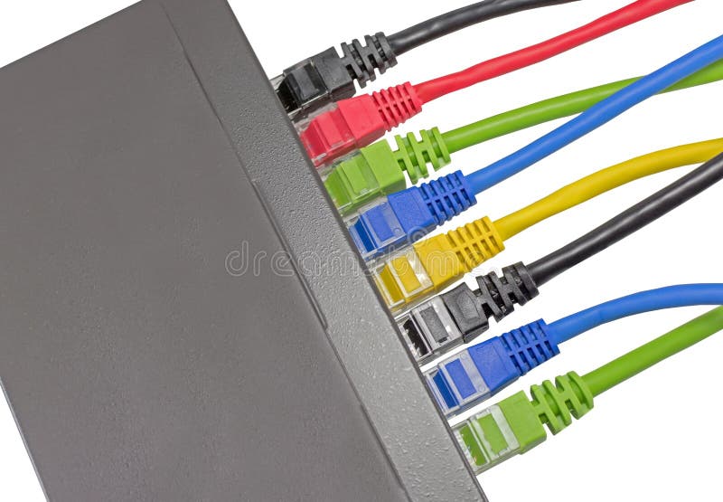 Network Cables Connected To Router Stock Photo - Image of equipment ...