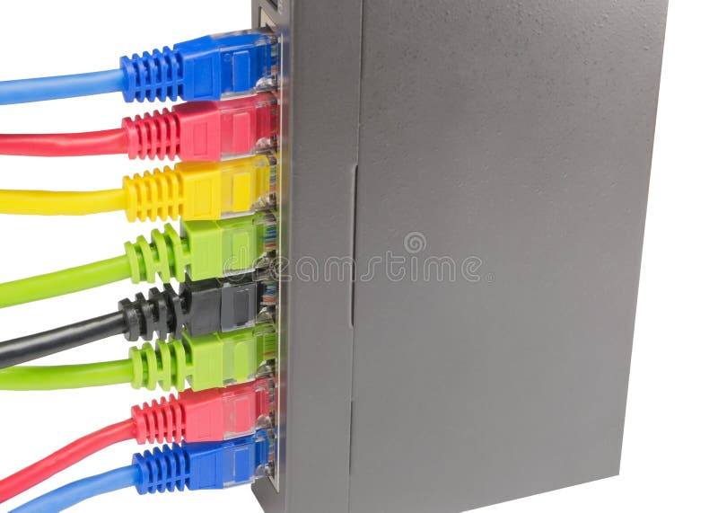 Network Cables Connected To Router Stock Photo - Image of closeup ...
