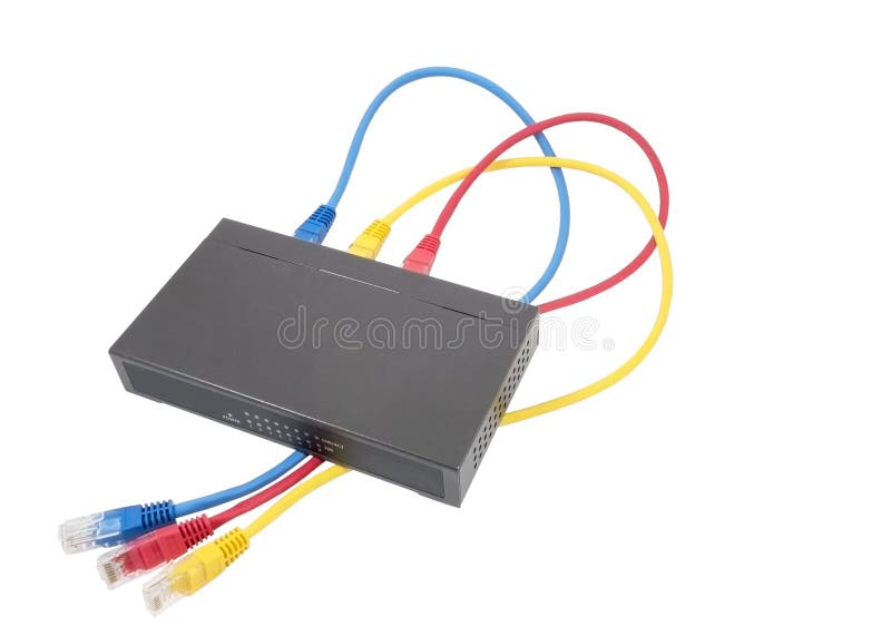 Network Cables Connected To Router Stock Photo - Image of closeup ...