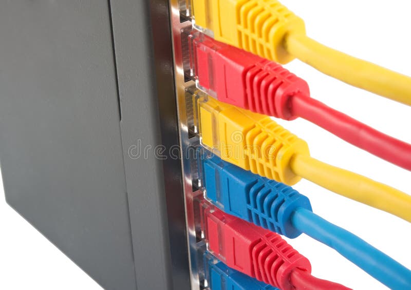 Network Cables Connected To Router Stock Image - Image of router, link ...