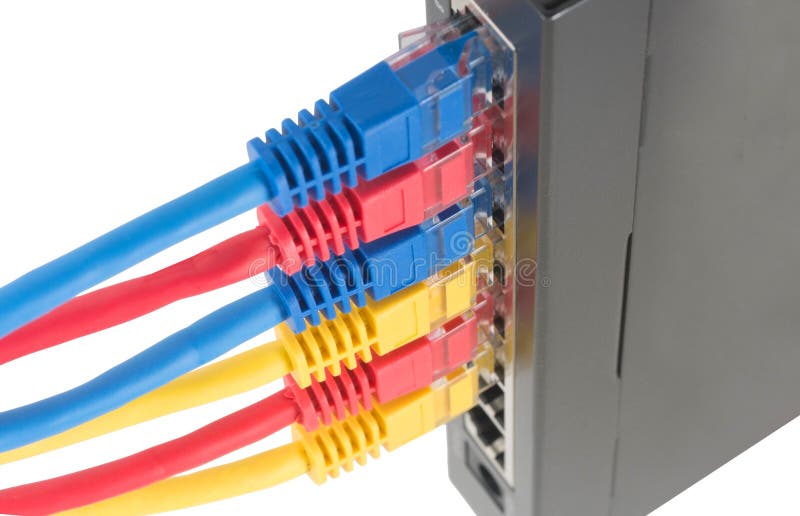 Network Cables Connected To Router Stock Image - Image of digital ...