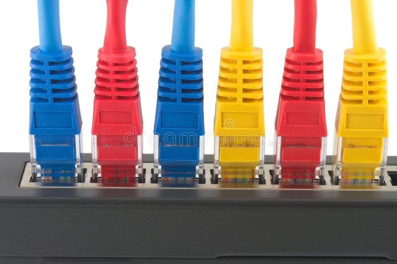 Network Cables Connected To Router Stock Photo - Image of line, center ...