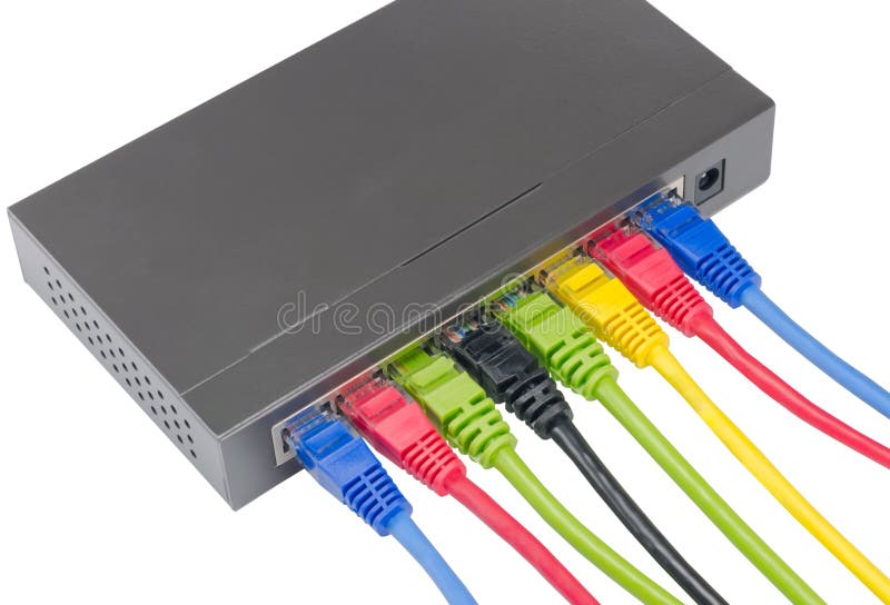 Network Cables Connected To Router Stock Photo - Image of equipment ...