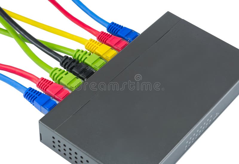 Network Cables Connected To Router Stock Photo - Image of internet ...